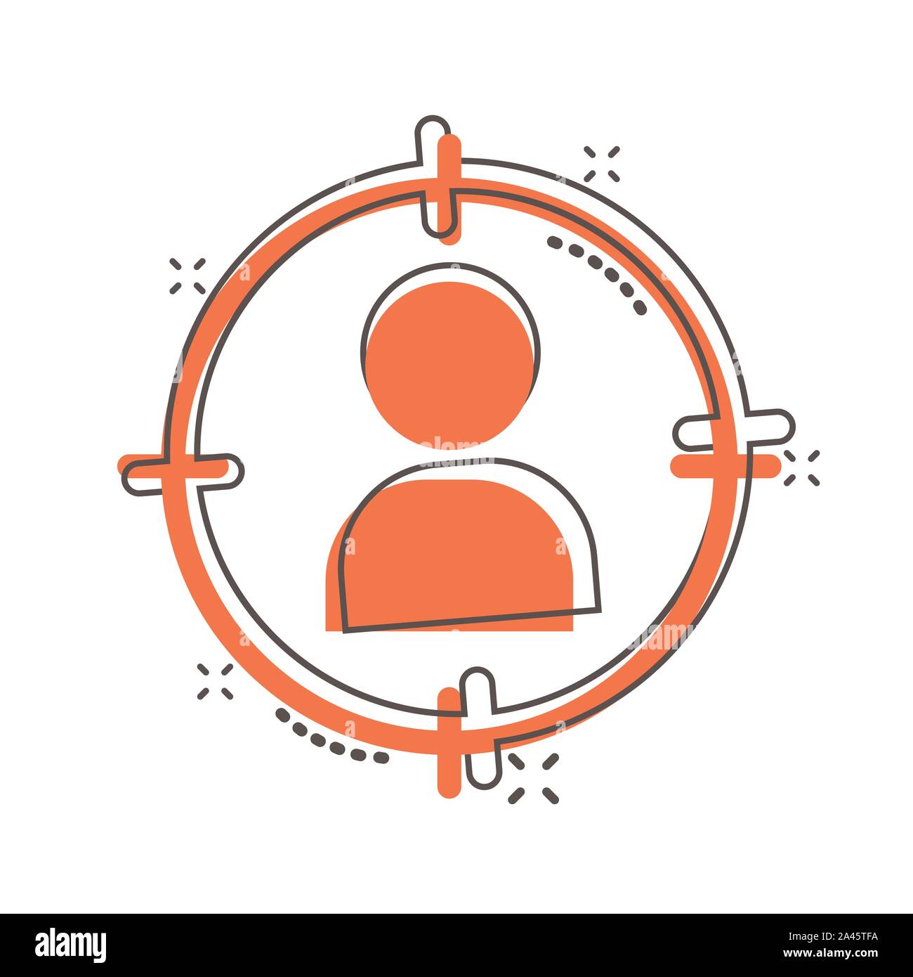 Vector cartoon target audience icon in comic style. Marketing target ...
