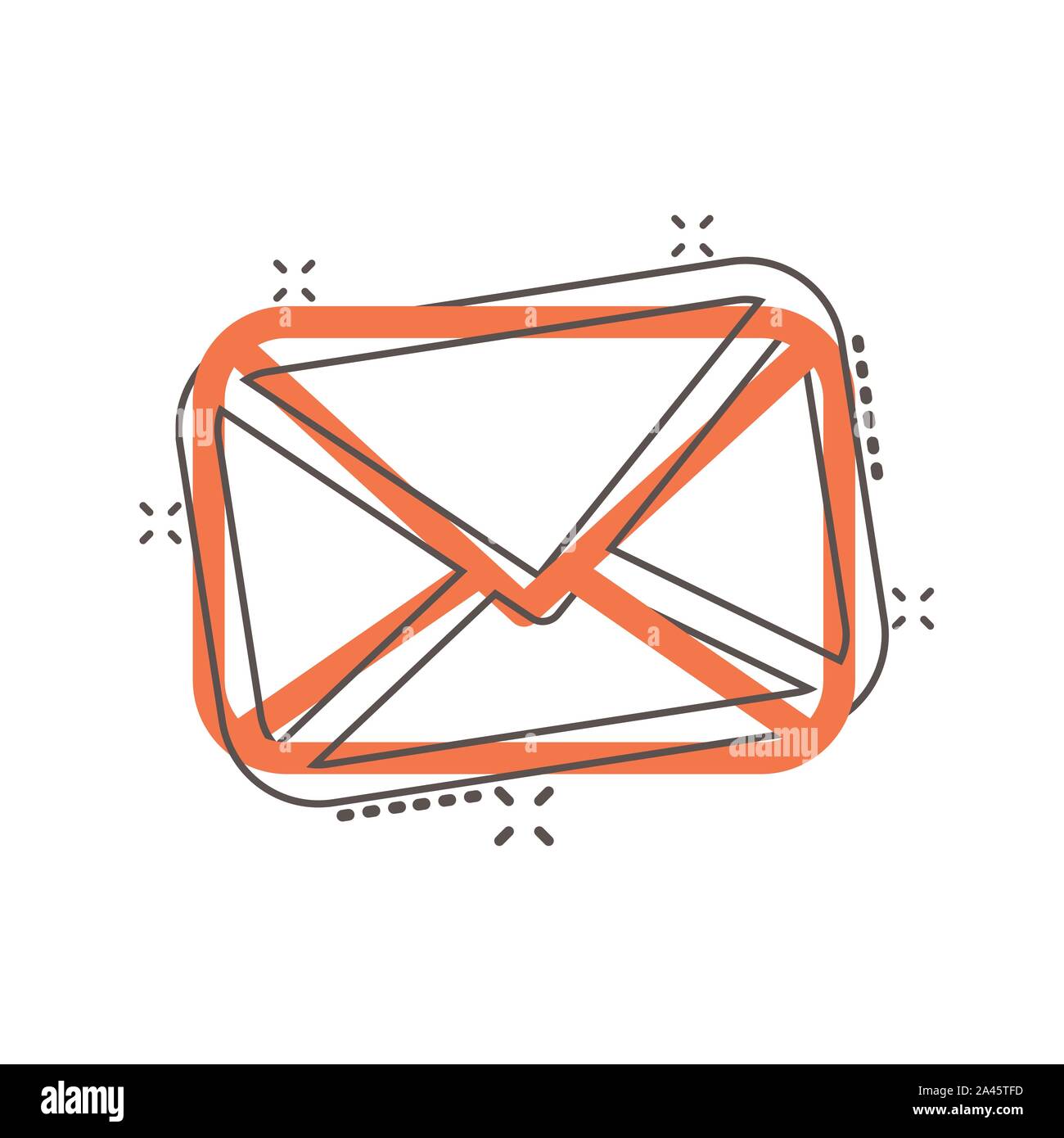 Mail envelope icon in comic style. Email message vector cartoon ...