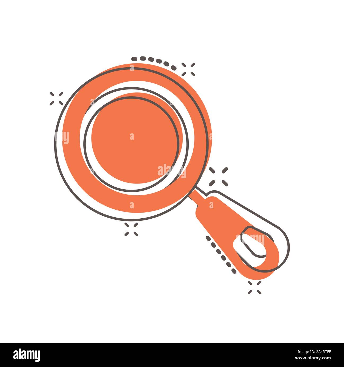 Vector cartoon frying pan icon in comic style. Cooking pan concept ...
