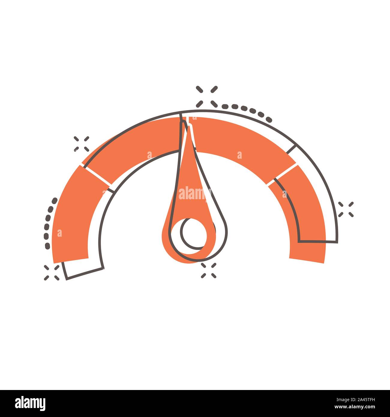 Meter dashboard icon in comic style. Credit score indicator level ...