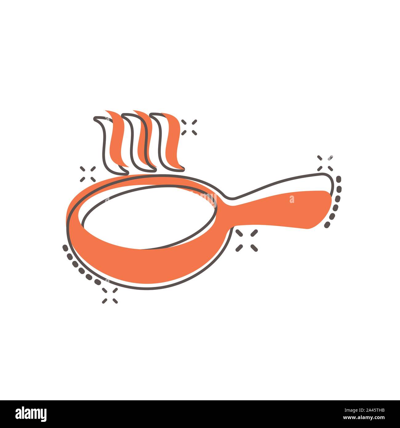 Vector cartoon frying pan icon in comic style. Cooking pan concept ...