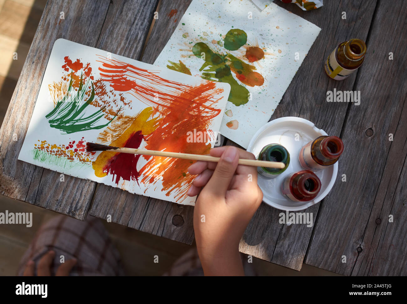 Colorful painting of the nature by kid Stock Photo - Alamy