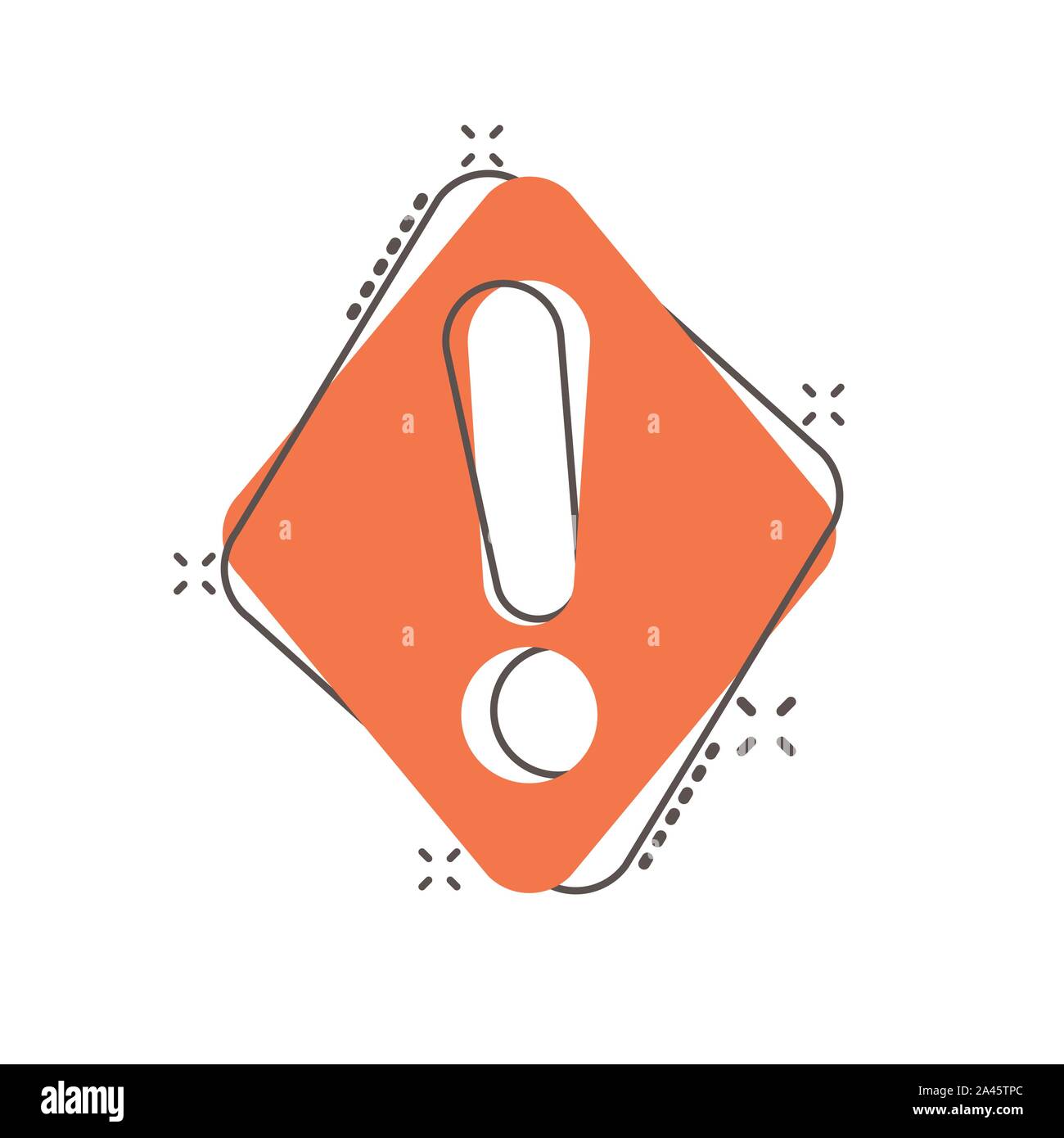 Exclamation mark icon in comic style. Danger alarm vector cartoon ...