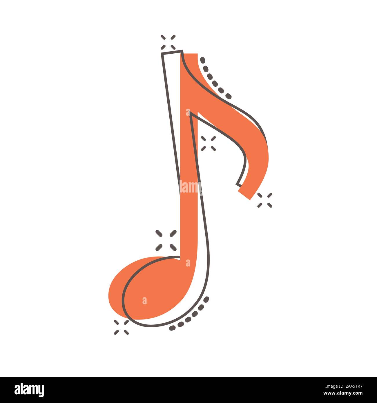 Vector cartoon music note icon in comic style. Sound media concept ...