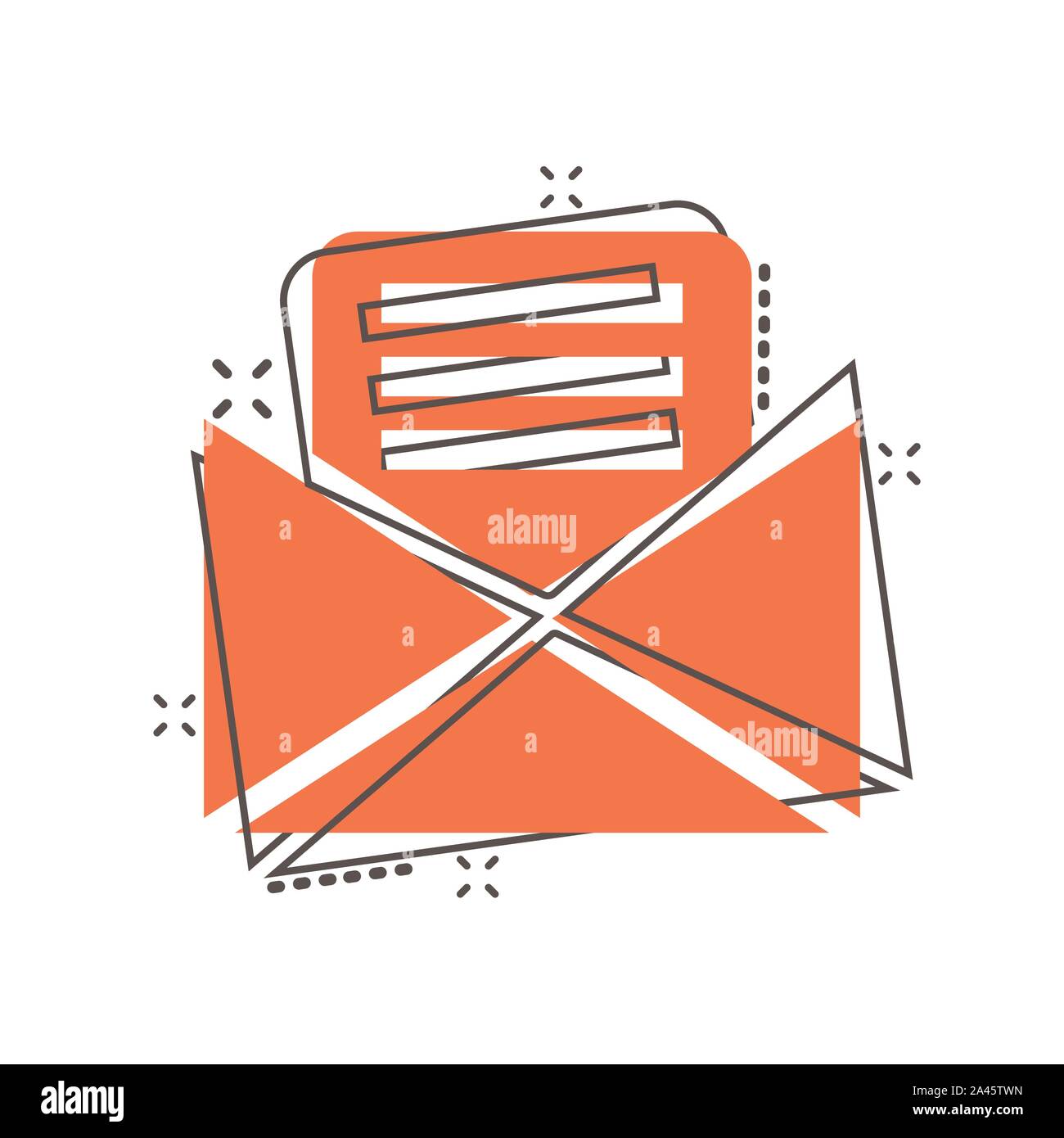 Mail envelope icon in comic style. Email message vector cartoon ...
