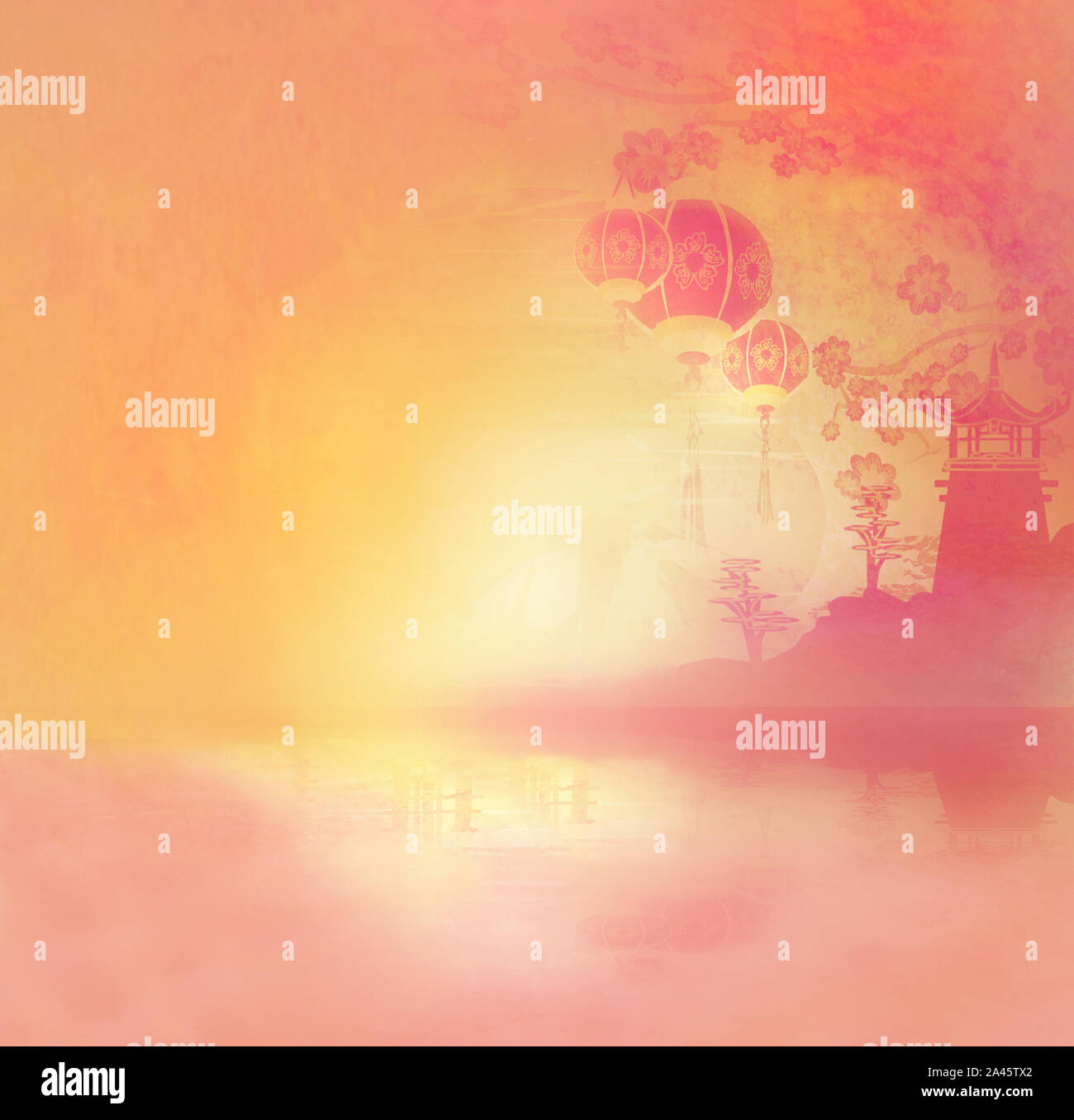Abstract Asian temple Landscape Stock Photo - Alamy