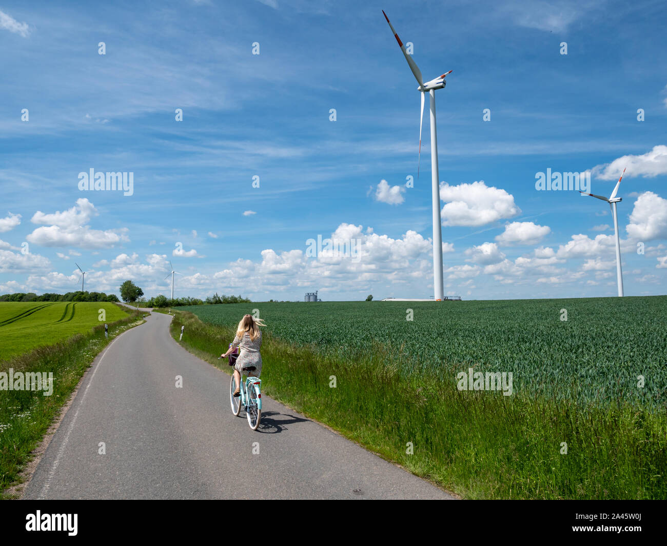 Woman spring bike blonde hi-res stock photography and images - Alamy