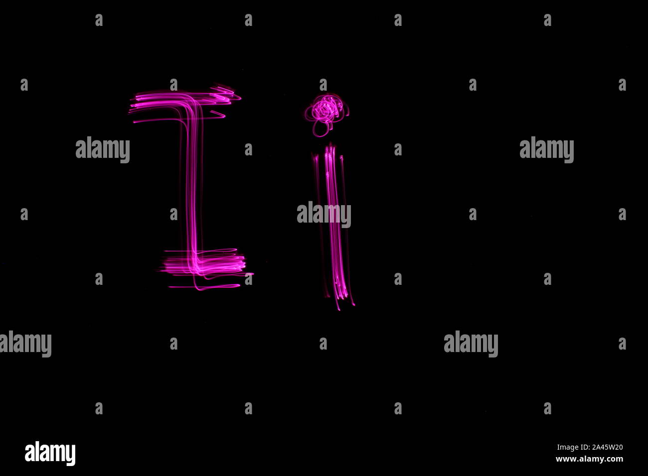 Long exposure photograph of the letter i in upper and lower case in ...