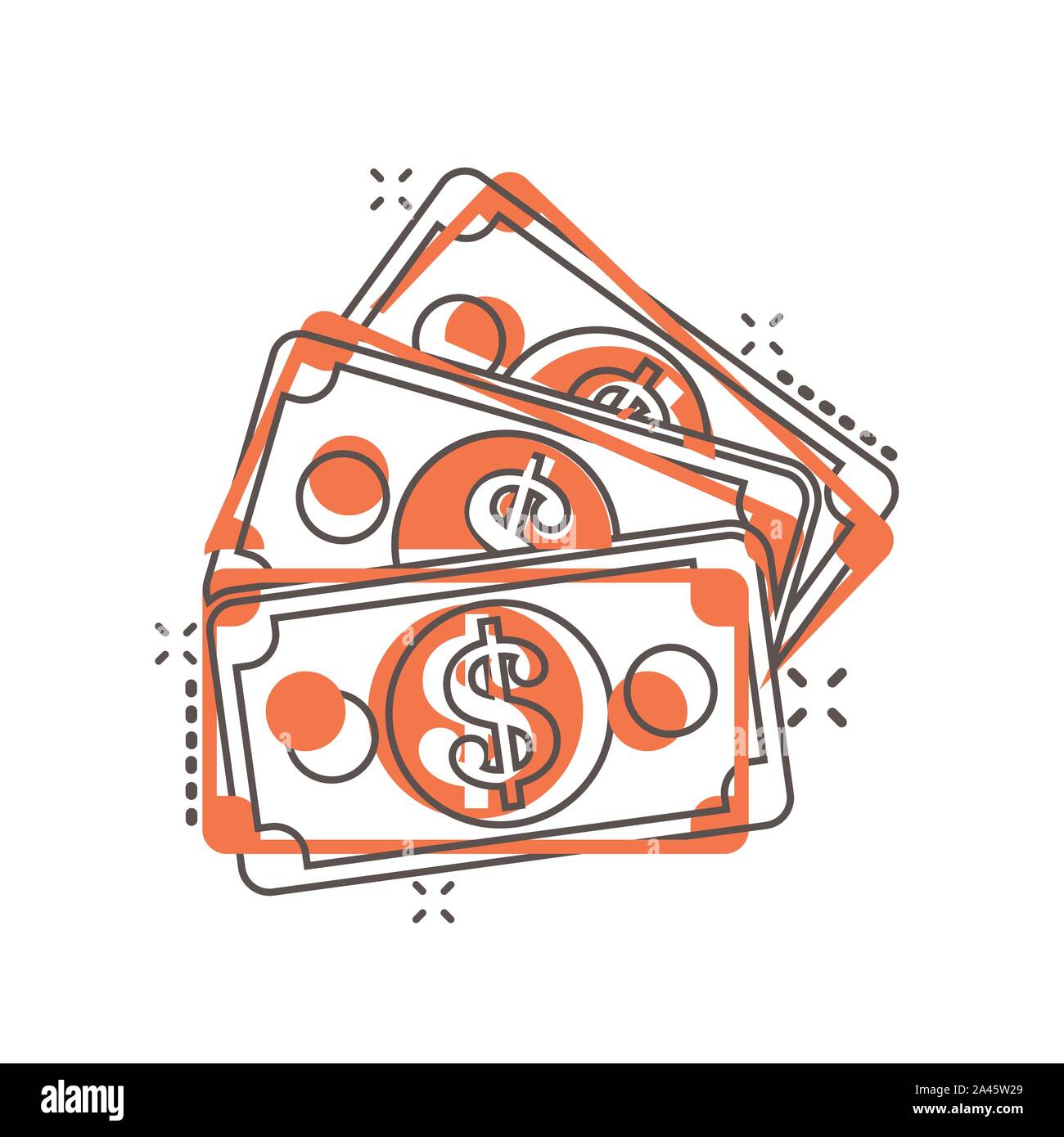 Dollar currency banknote icon in comic style. Dollar cash vector ...