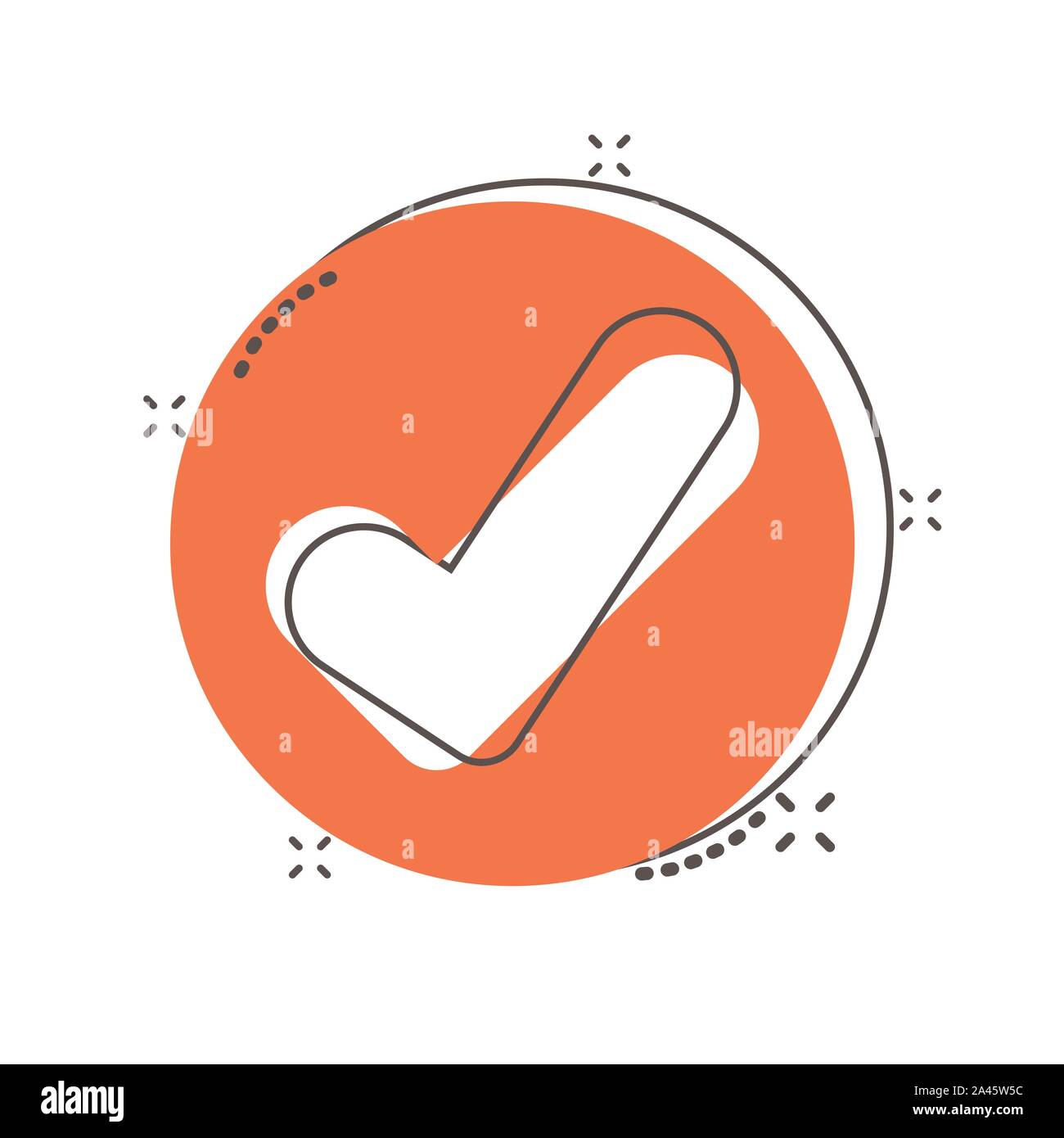 Check mark icon in comic style. Ok, accept vector cartoon illustration ...