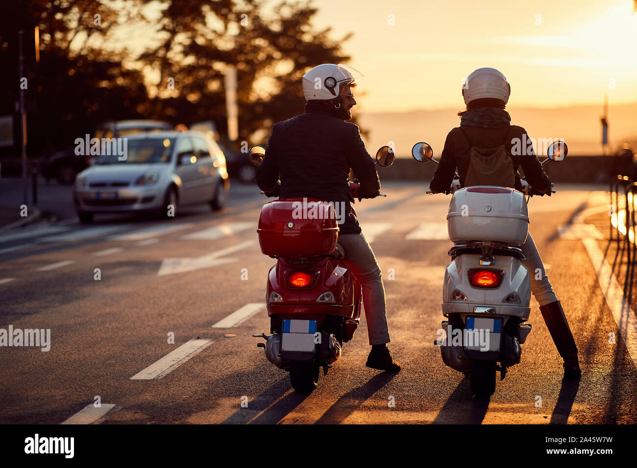 Female motor scooter rider hi-res stock photography and images - Alamy