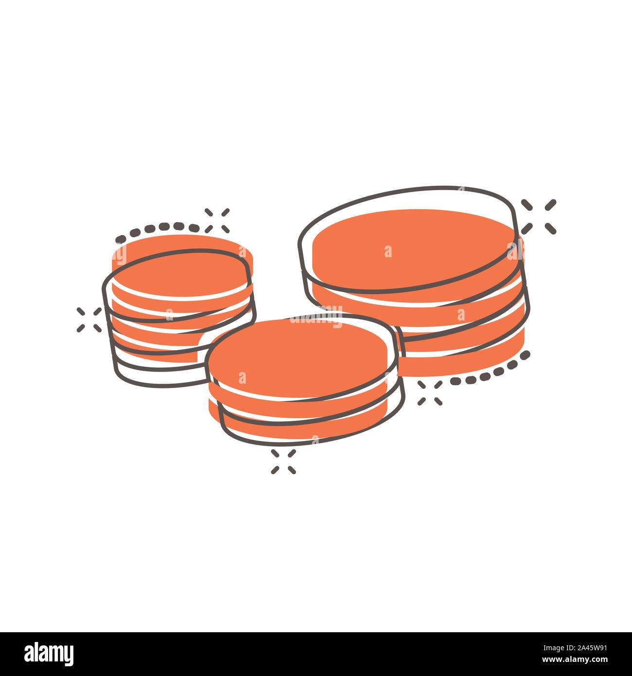 Coins stack icon in comic style. Coin cash vector cartoon illustration ...
