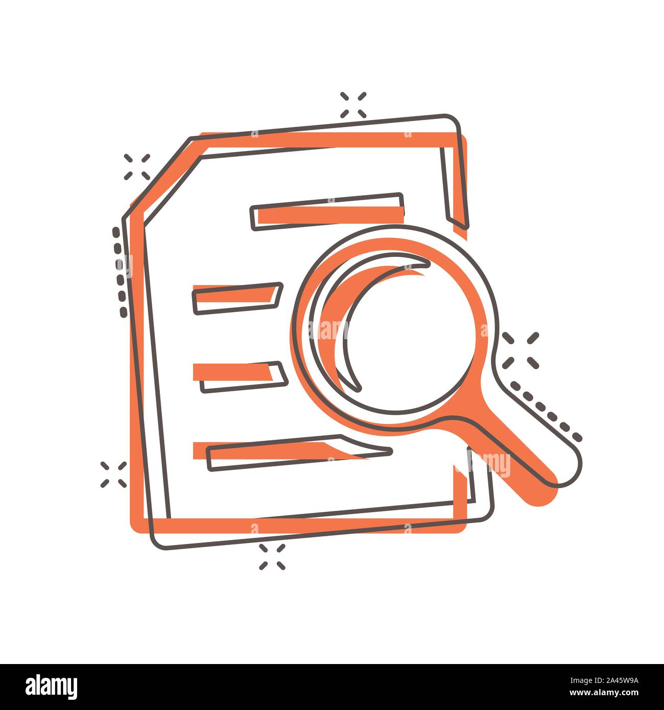 Scrutiny document plan icon in comic style. Review statement vector ...