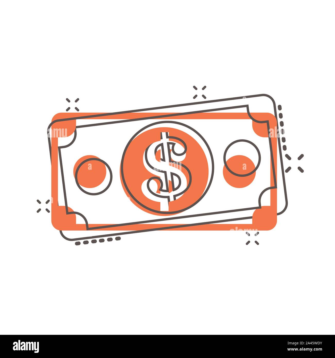 Dollar currency banknote icon in comic style. Dollar cash vector ...