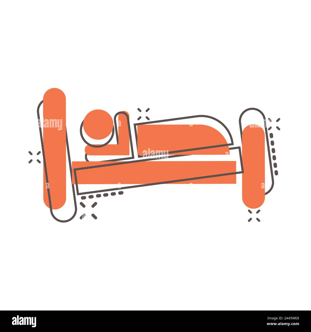 Bed icon in comic style. Sleep bedroom vector cartoon illustration ...