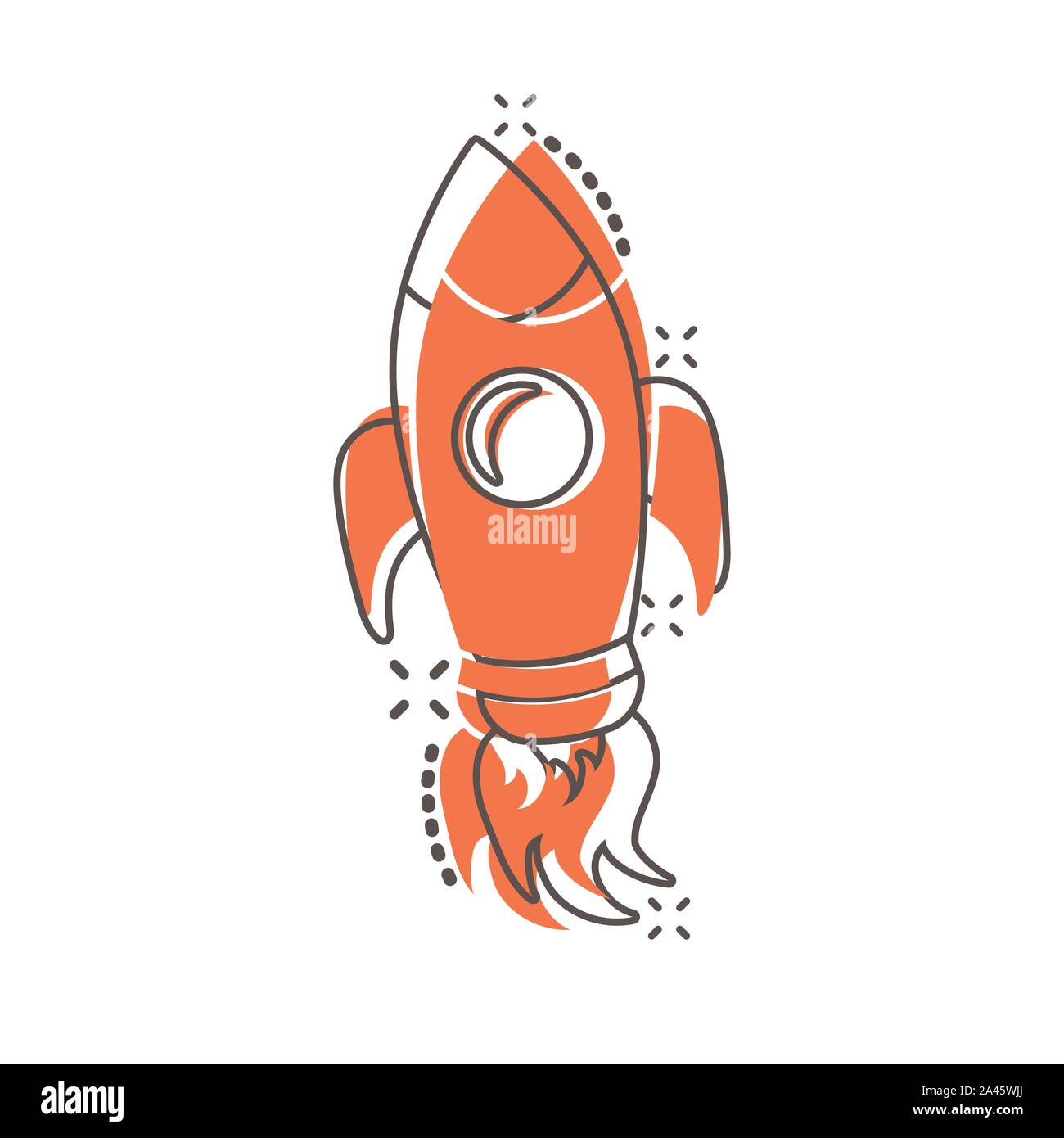Rocket space ship icon in comic style. Spaceship vector cartoon ...