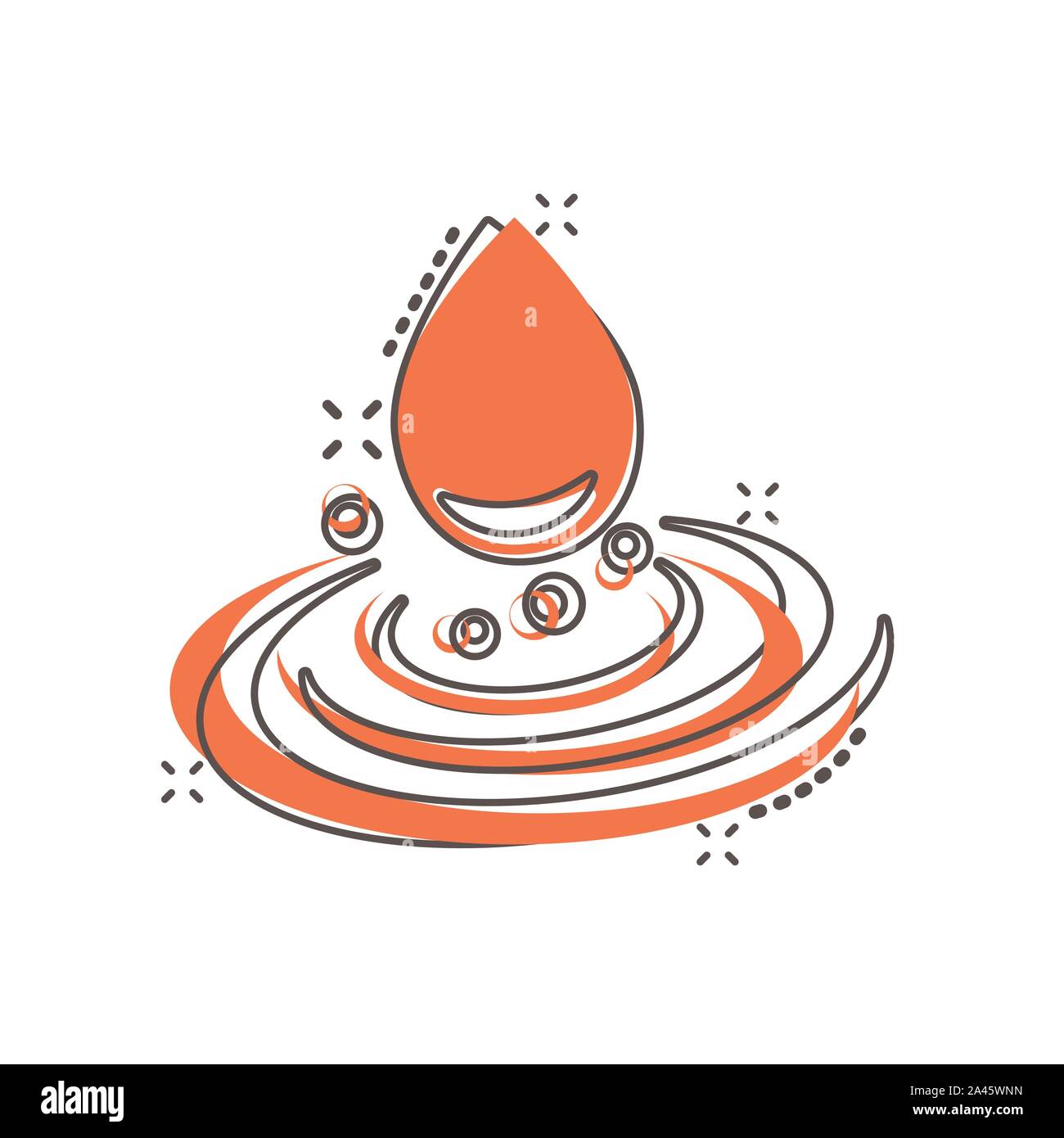 Water drop icon in comic style. Raindrop vector cartoon illustration ...