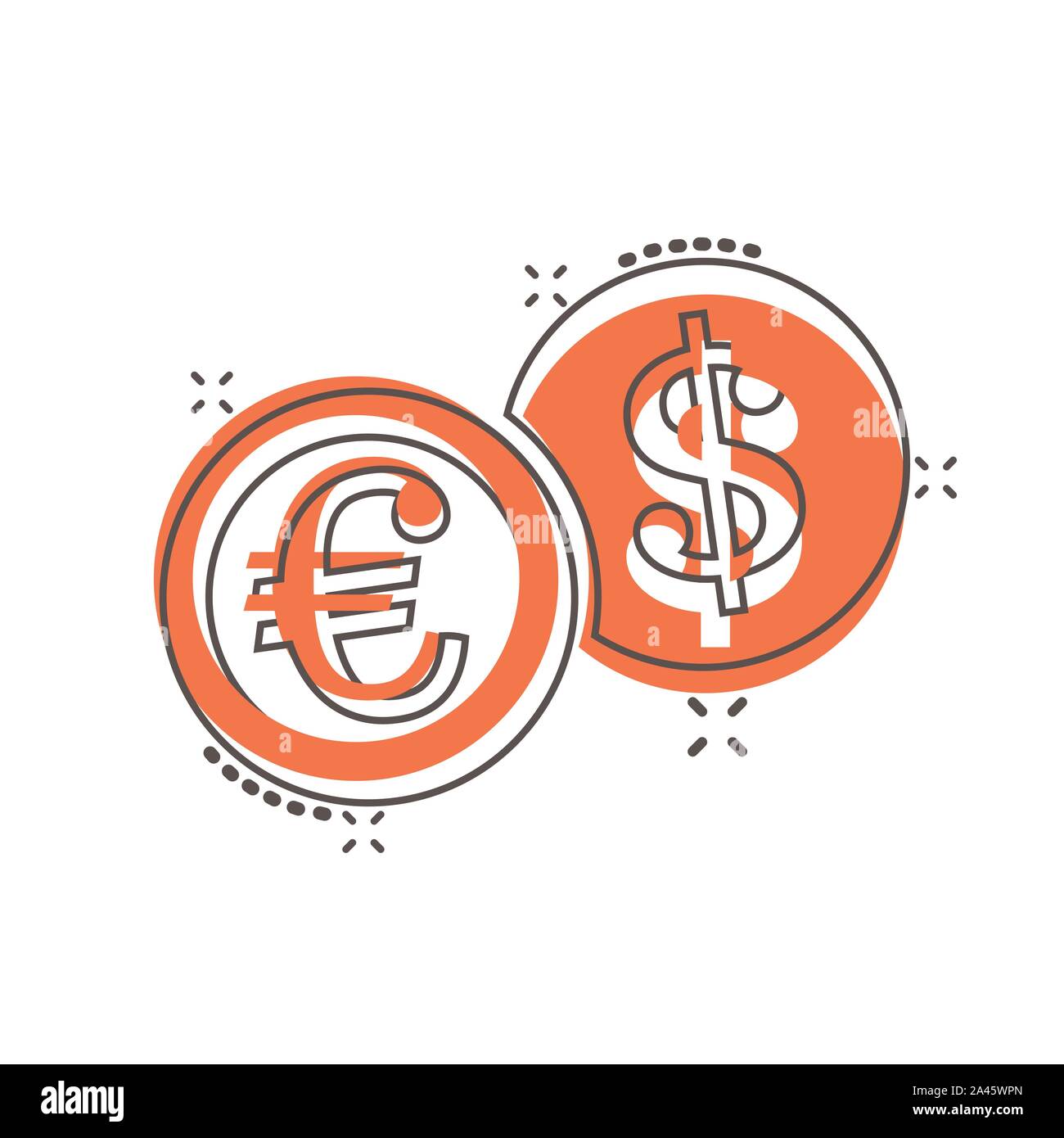 Coins stack icon in comic style. Dollar, euro coin vector cartoon ...