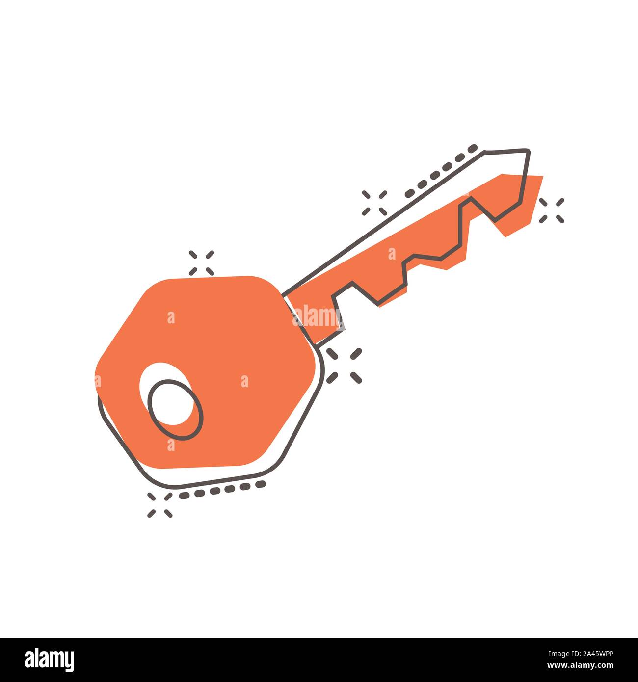 Key icon in comic style. Access login vector cartoon illustration ...