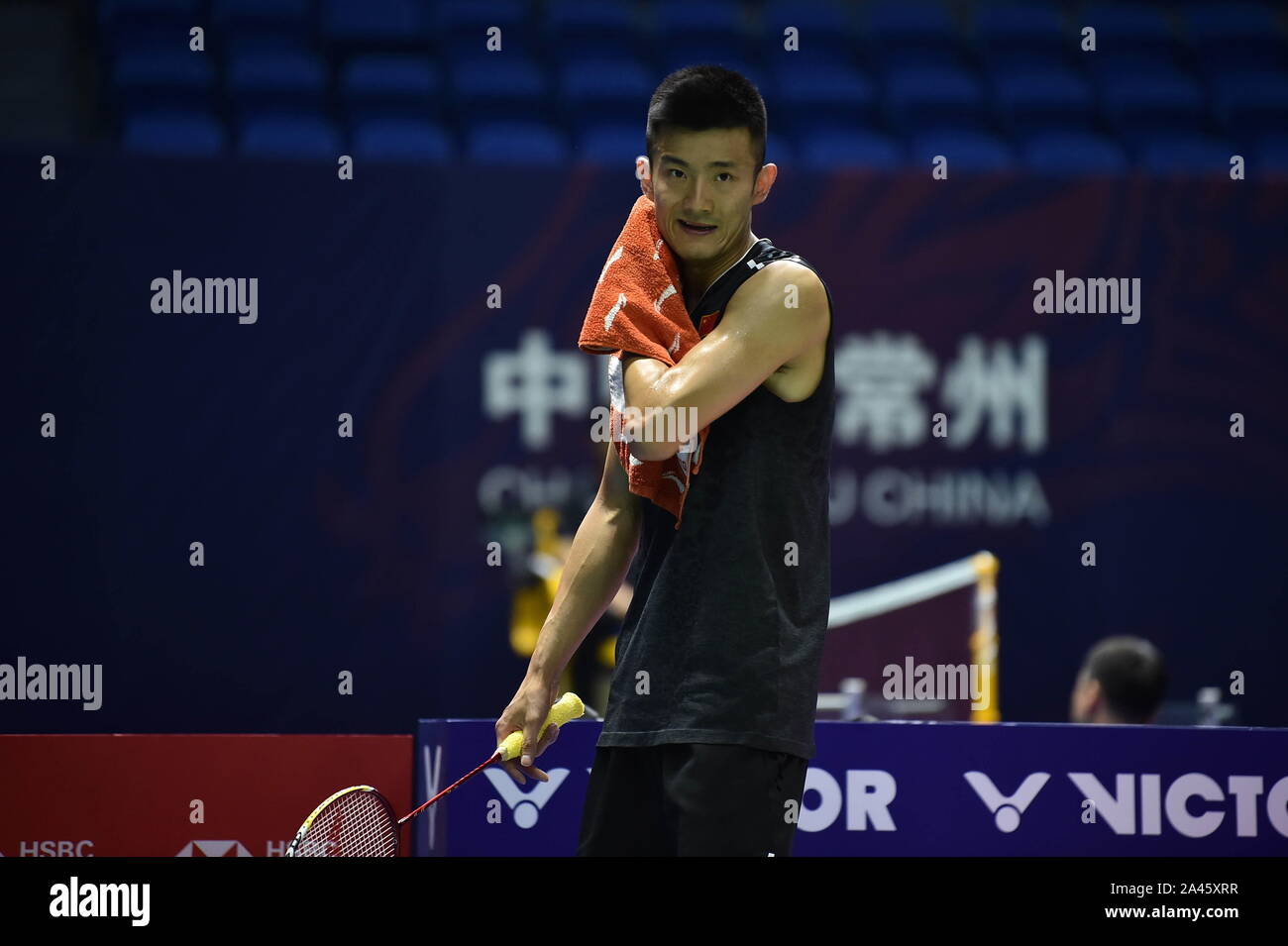 Chinese professional badminton player Chen Long competes against ...