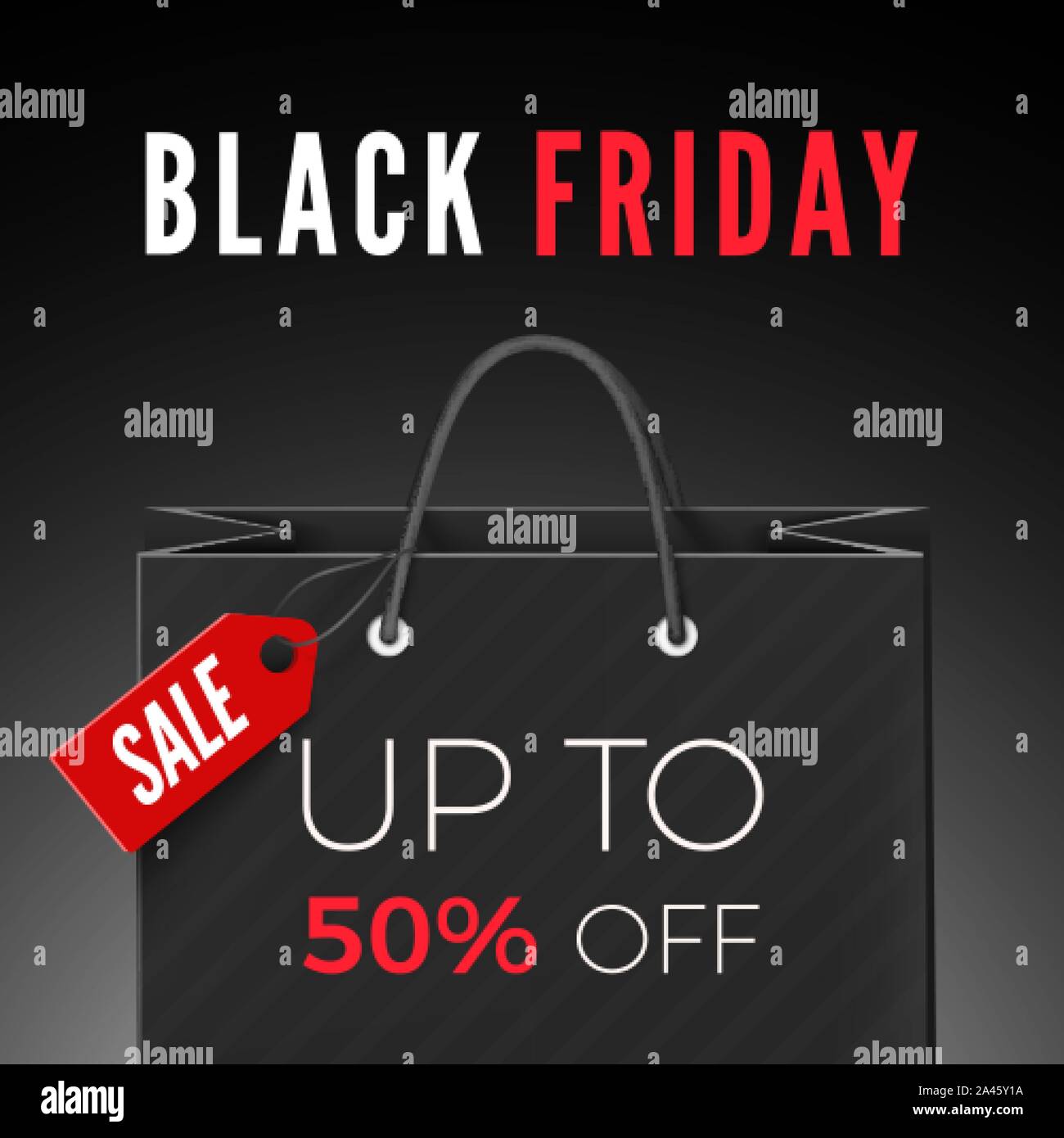 Black Friday Discount Offer. Black Bag with Red Tag Sale. Holiday Promotional Price Shopping ...