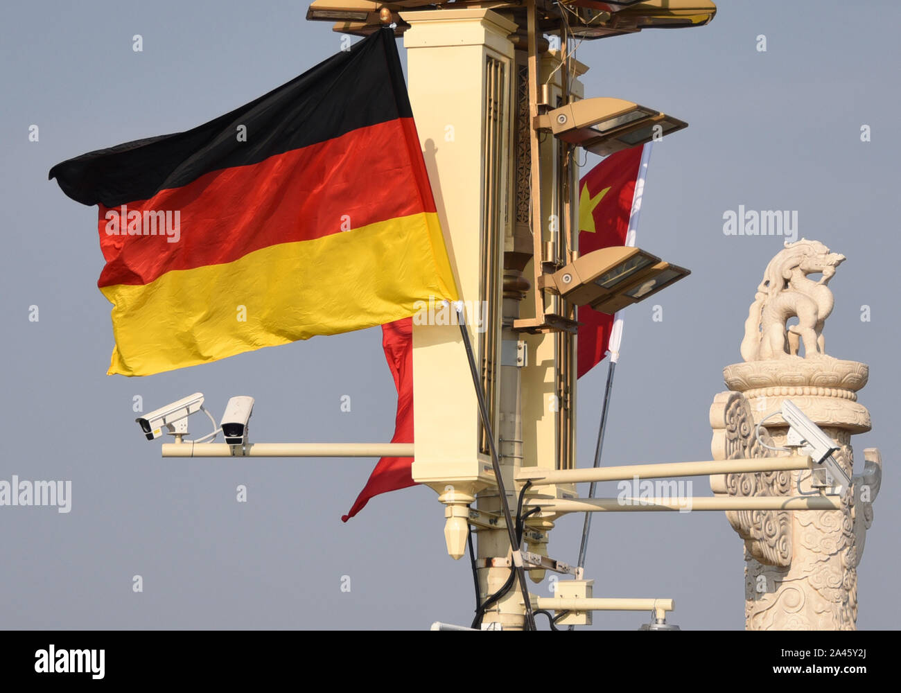 Picture of German flags and Chinese flags in Tian'anmen Square in ...