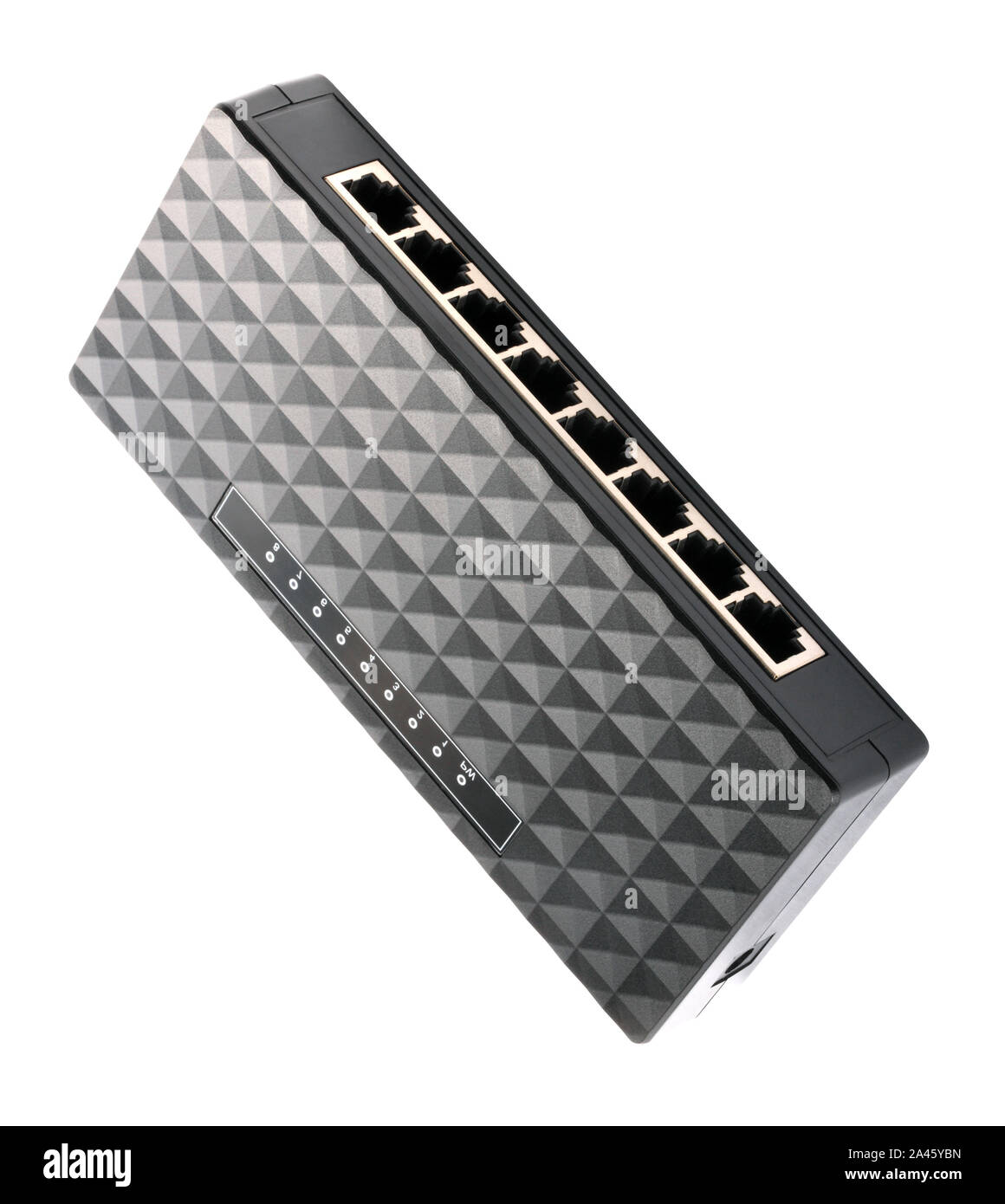 black 8 Port Plastic Ethernet Switch isolated on white background at ...