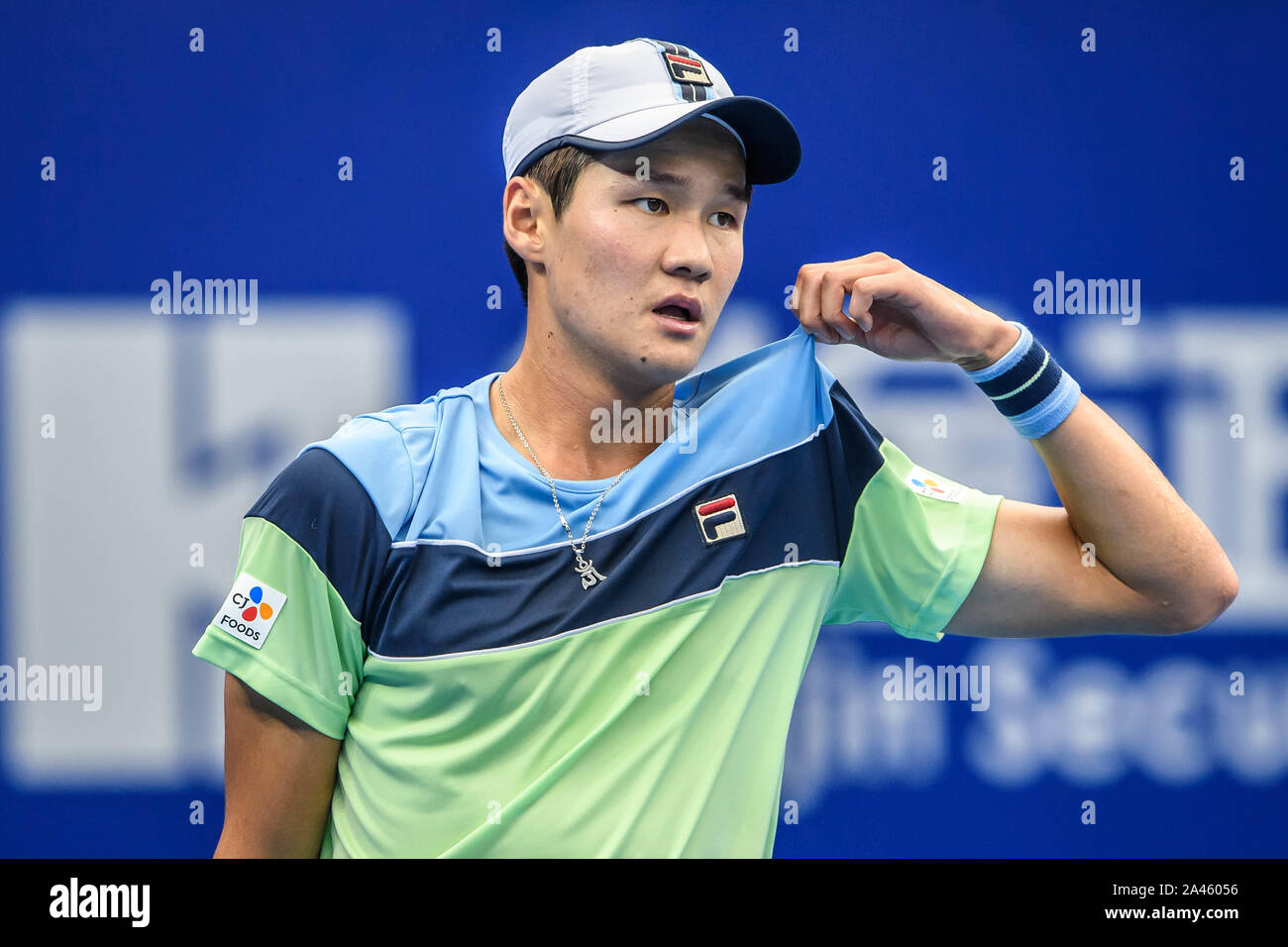 South Korean professional tennis player Kwon Soon-woo competes against ...