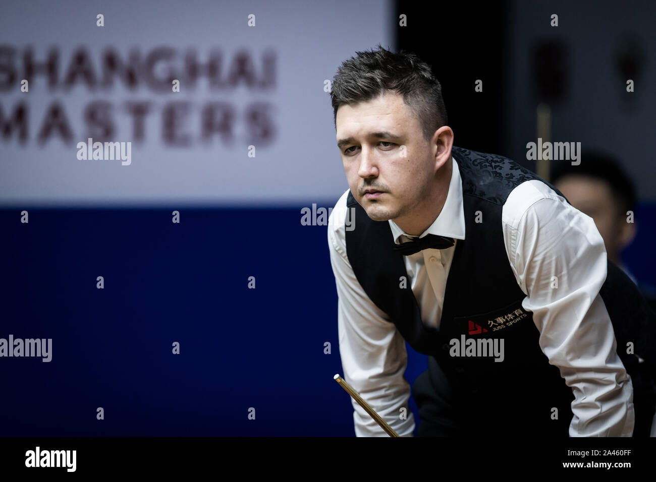 Kyren Wilson of England considers a shot to Xiao Guodong of China at ...