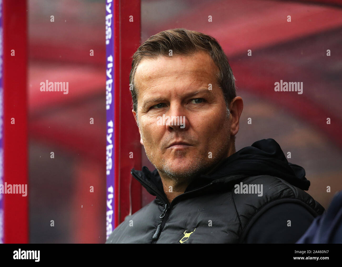 Forest Green Manager Mark Cooper prepares for kick off during the Sky ...