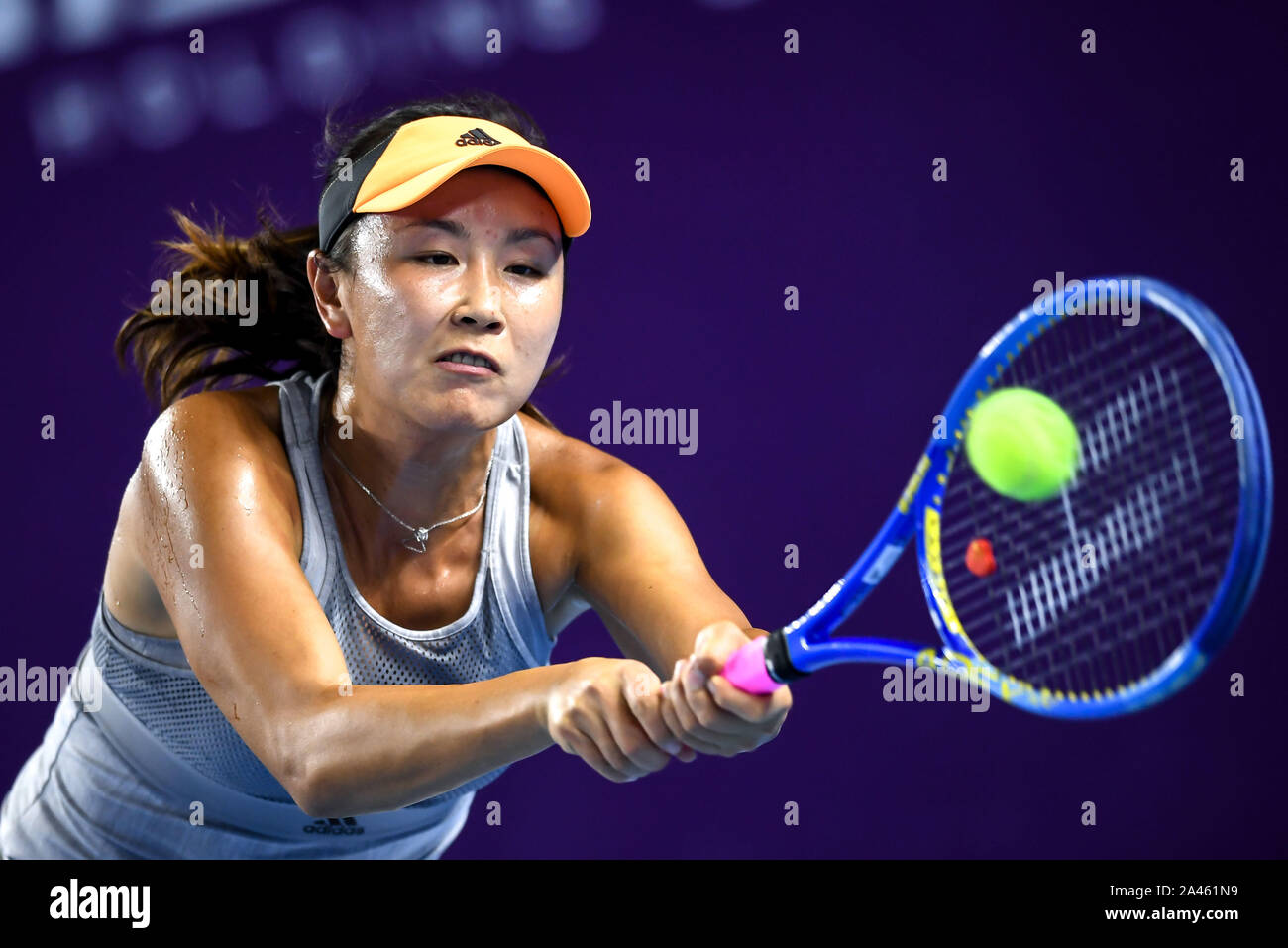 Chinese professional tennis player Peng Shuai plays against Serbian ...