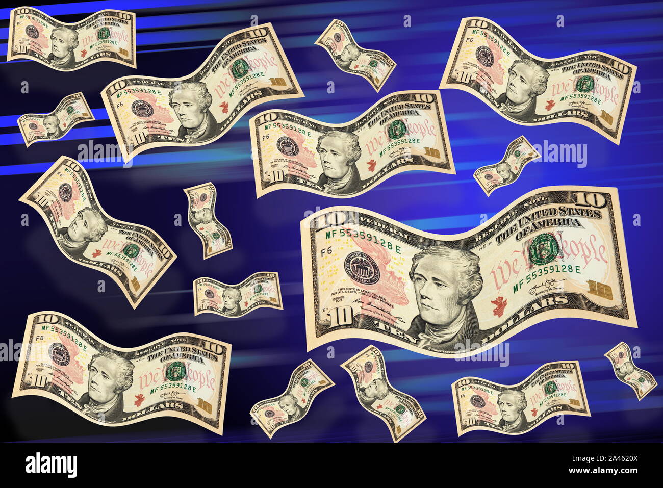 Flying dollars. Money in the air Stock Photo - Alamy