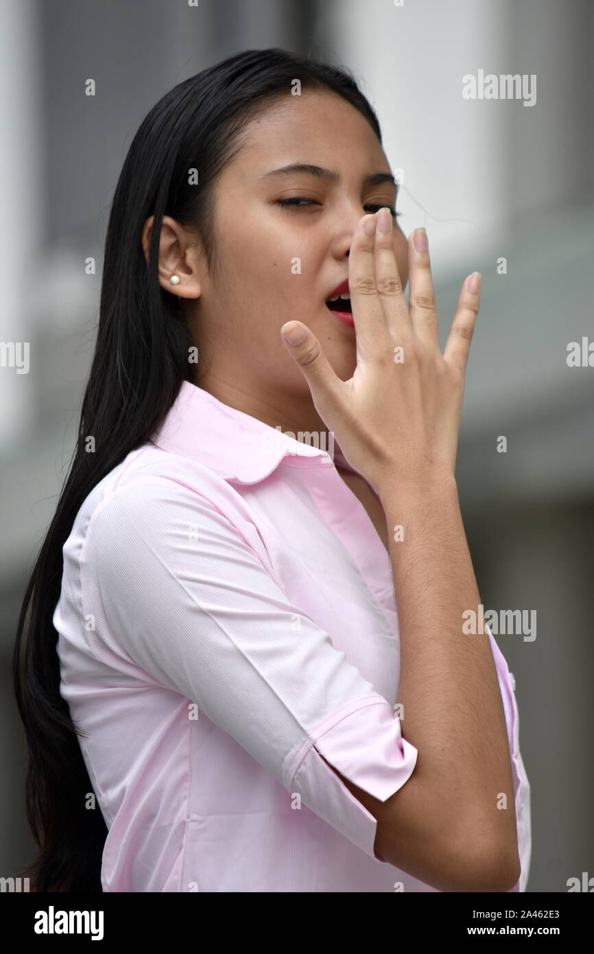 Tired Teenager Girl Stock Photo - Alamy