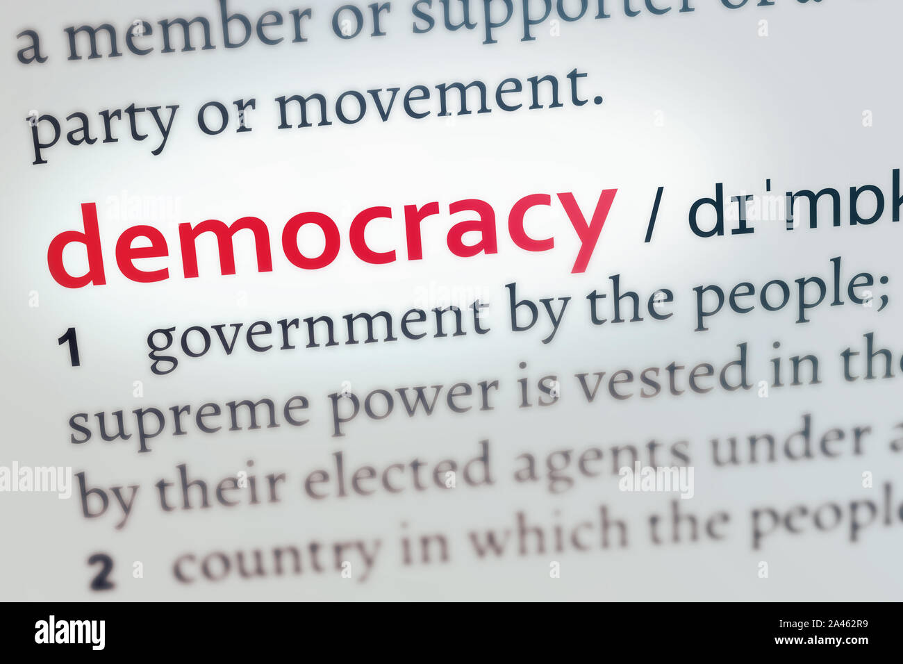 democracy dictionary word, focus on the concept Stock Photo - Alamy
