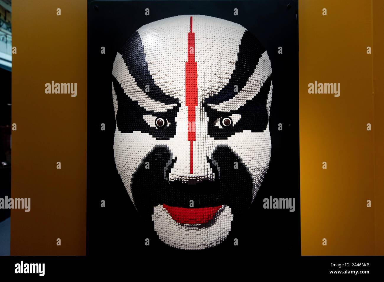 A Lego toy model of the Peking Opera facial pattern is on display ...