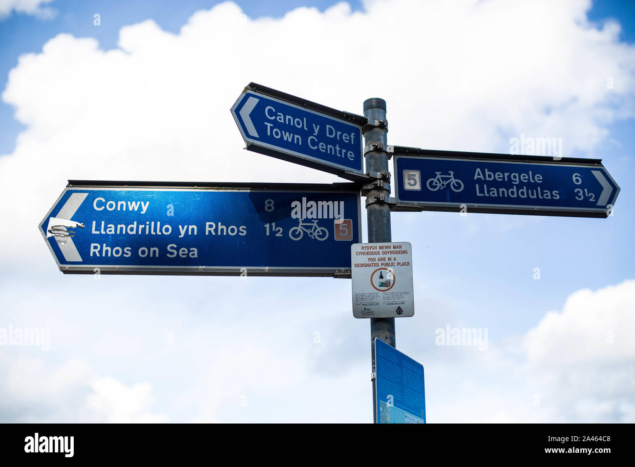Sign post in Colwyn Bay Stock Photo - Alamy