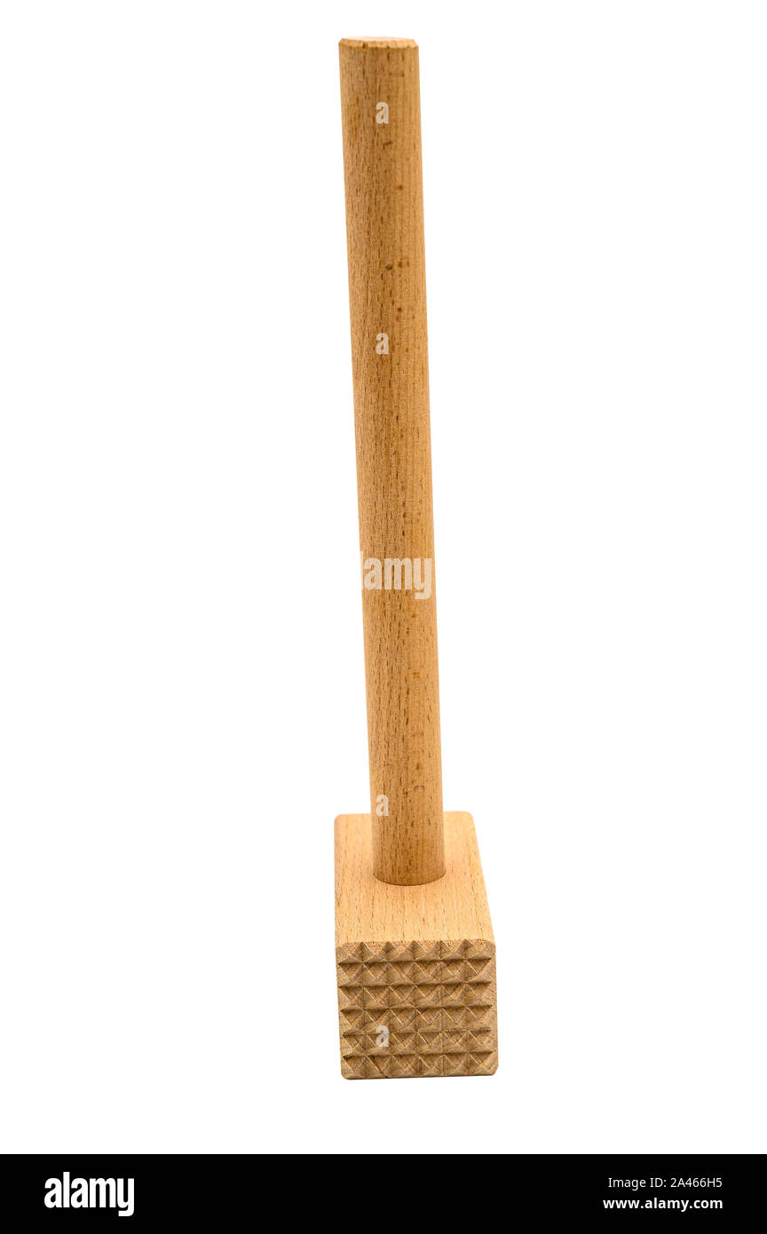 Wooden meat beater. Isolate on a white background Stock Photo - Alamy