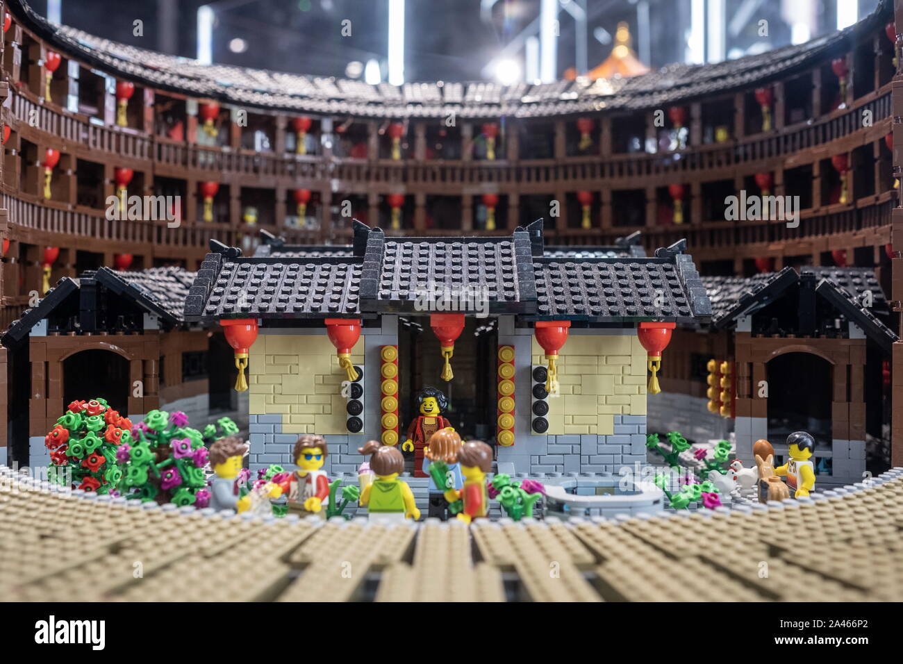 The Lego toy model of the Hekeng Tulou Cluster is on display during the ...