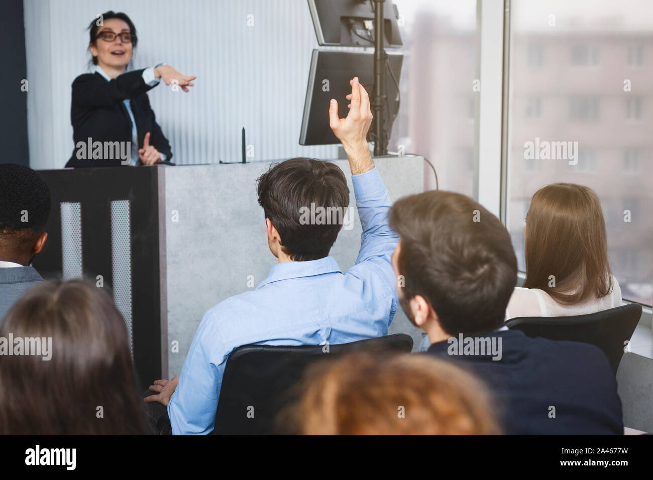 Hand raised and question hi-res stock photography and images - Alamy