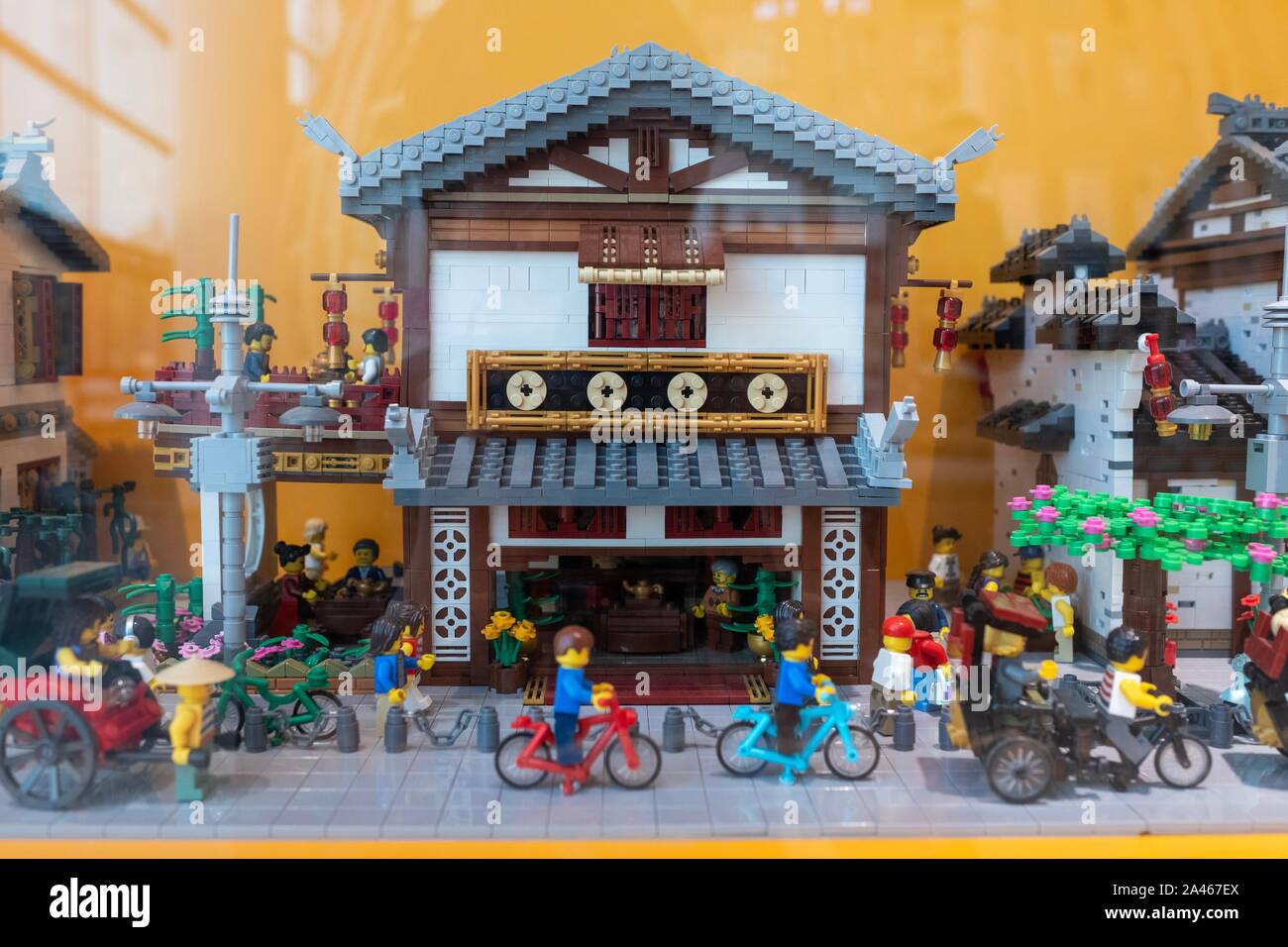 A Lego toy model of the traditional street scene in Beijing is on ...