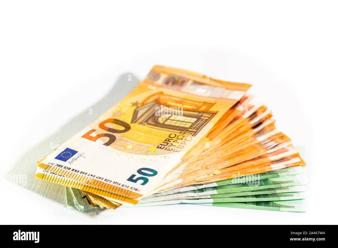 Stack of Folded EU Currency Notes on White background, euro, money ...