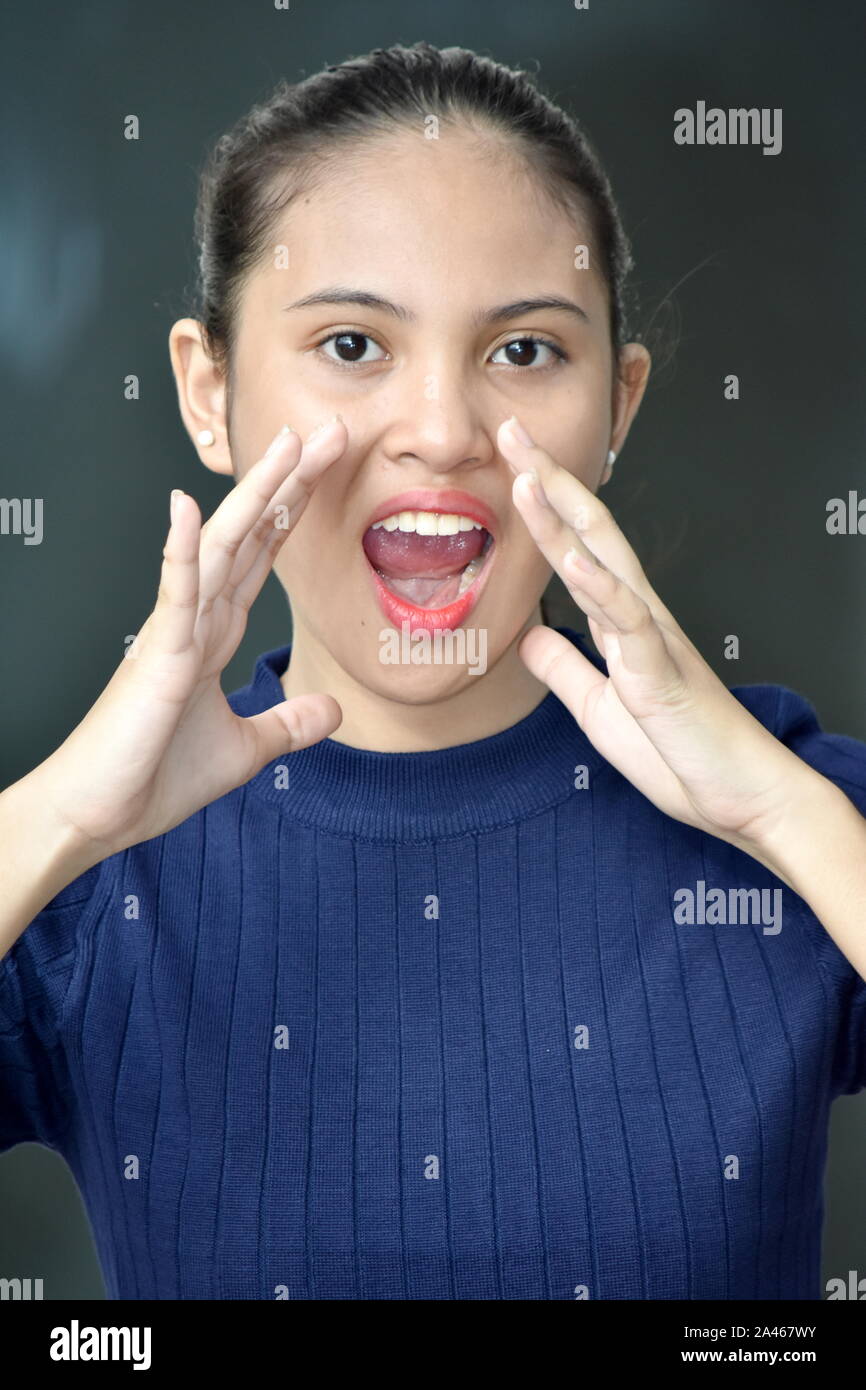 Pretty Asian Teenage Female Shouting Stock Photo - Alamy