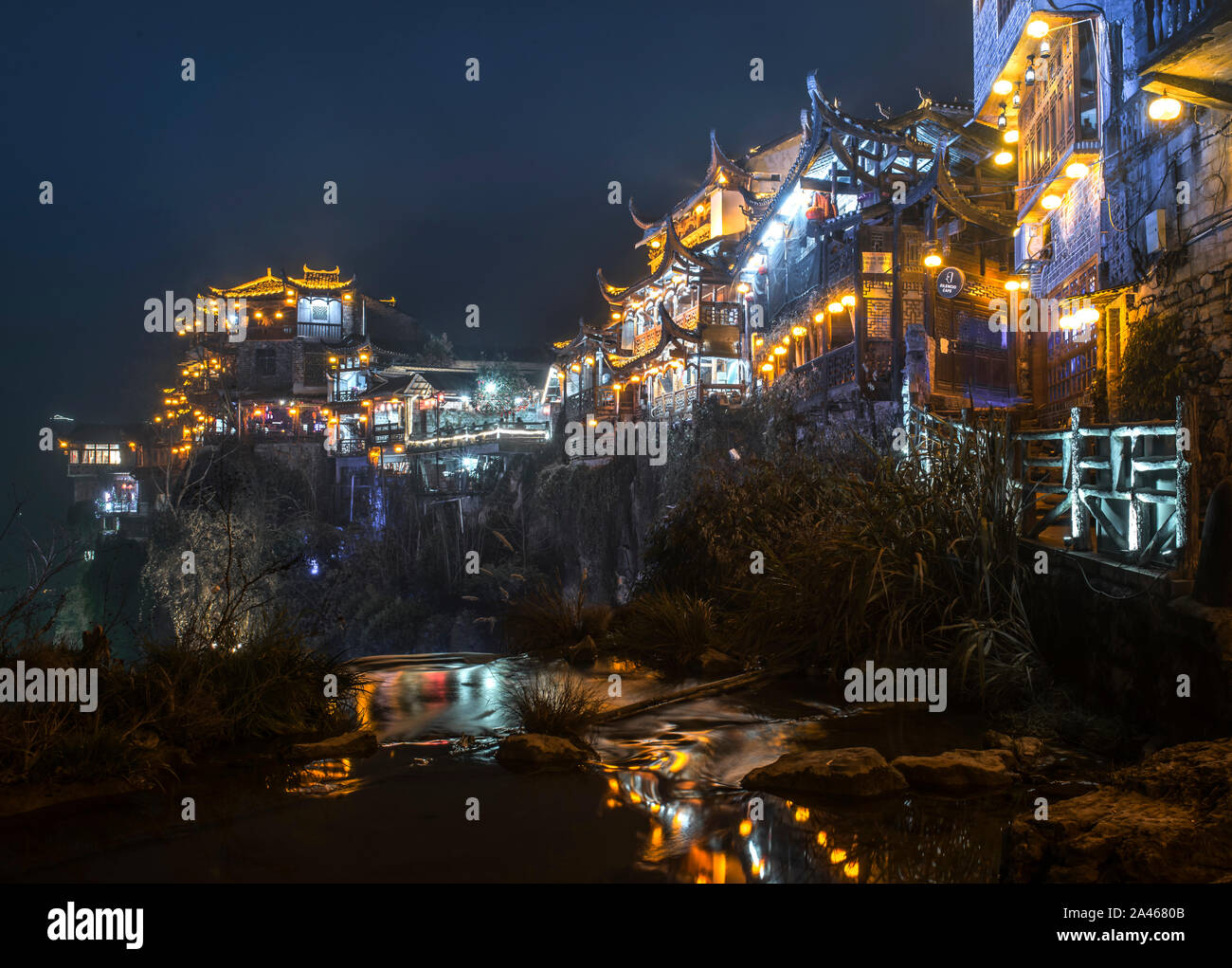 View of the water fall town, Furong town in Yongshun county, Miao ...