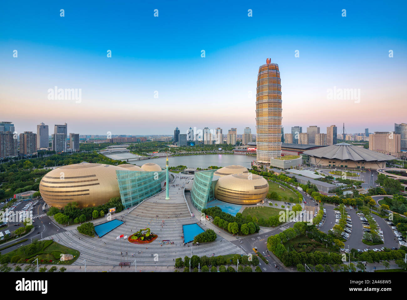 A cityscape of the CBD (Central Business District) with Zhengzhou ...