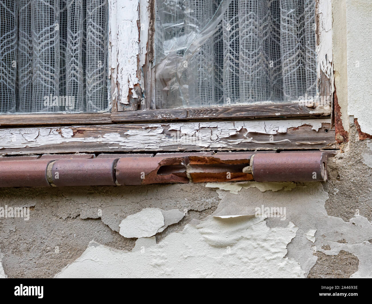 Window floor with structural damage Stock Photo - Alamy