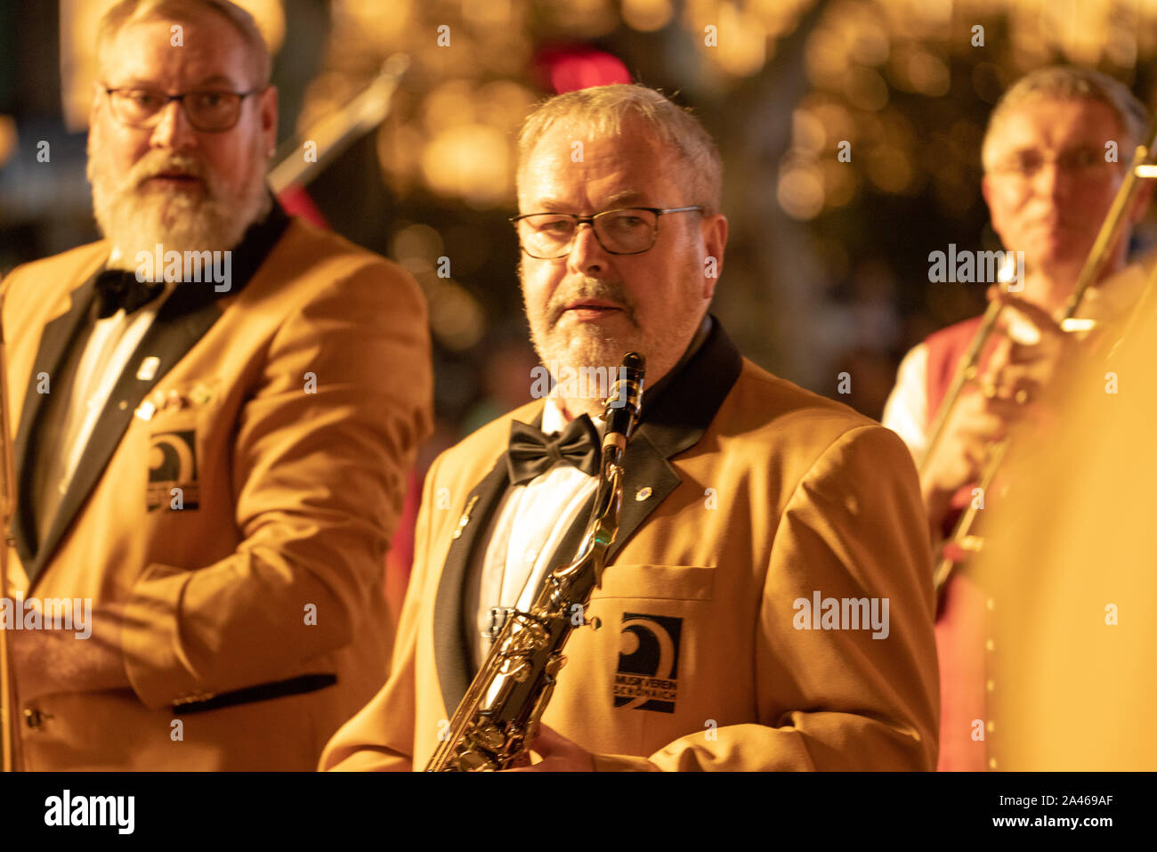 Performers dance and play the instruments during the fancy parade of ...
