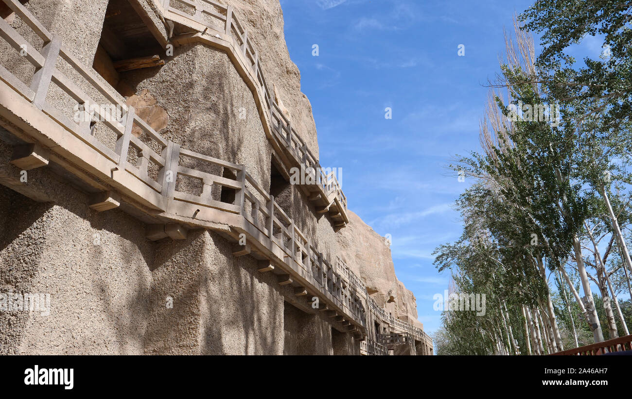 Ancient Buddhism architecture Dunhuang Mogao Grottoes in Gansu China ...