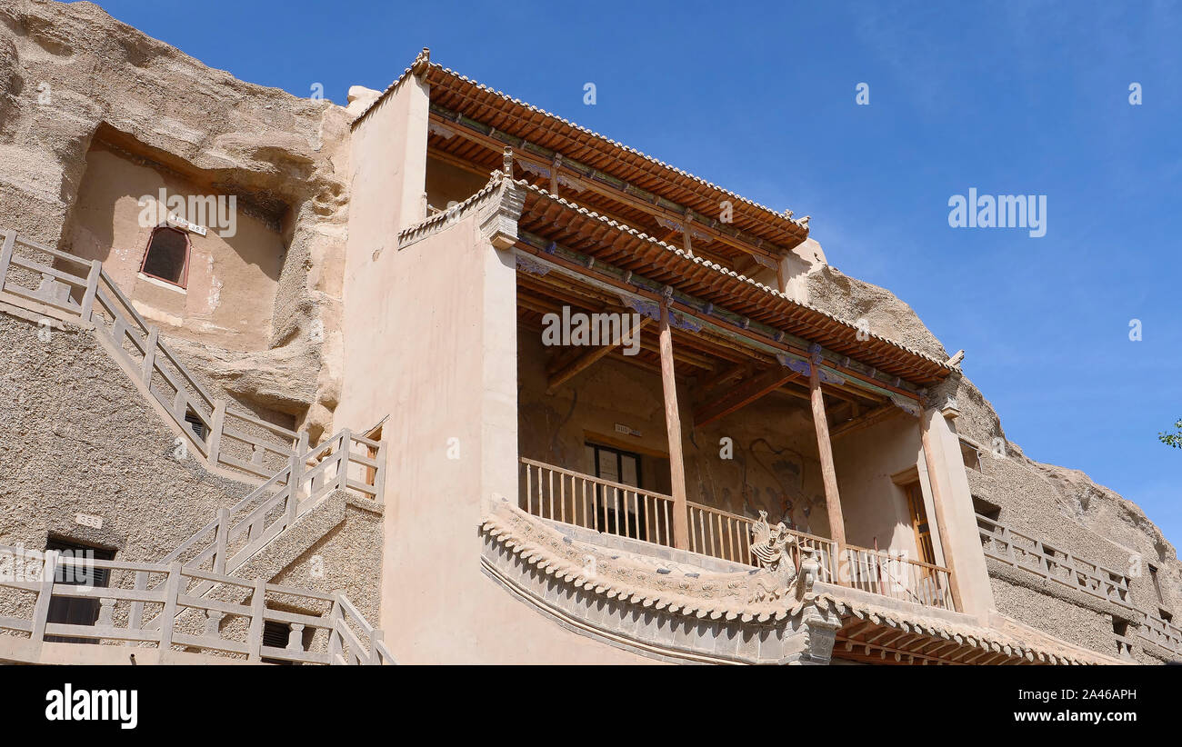 Ancient Buddhism architecture Dunhuang Mogao Grottoes in Gansu China ...