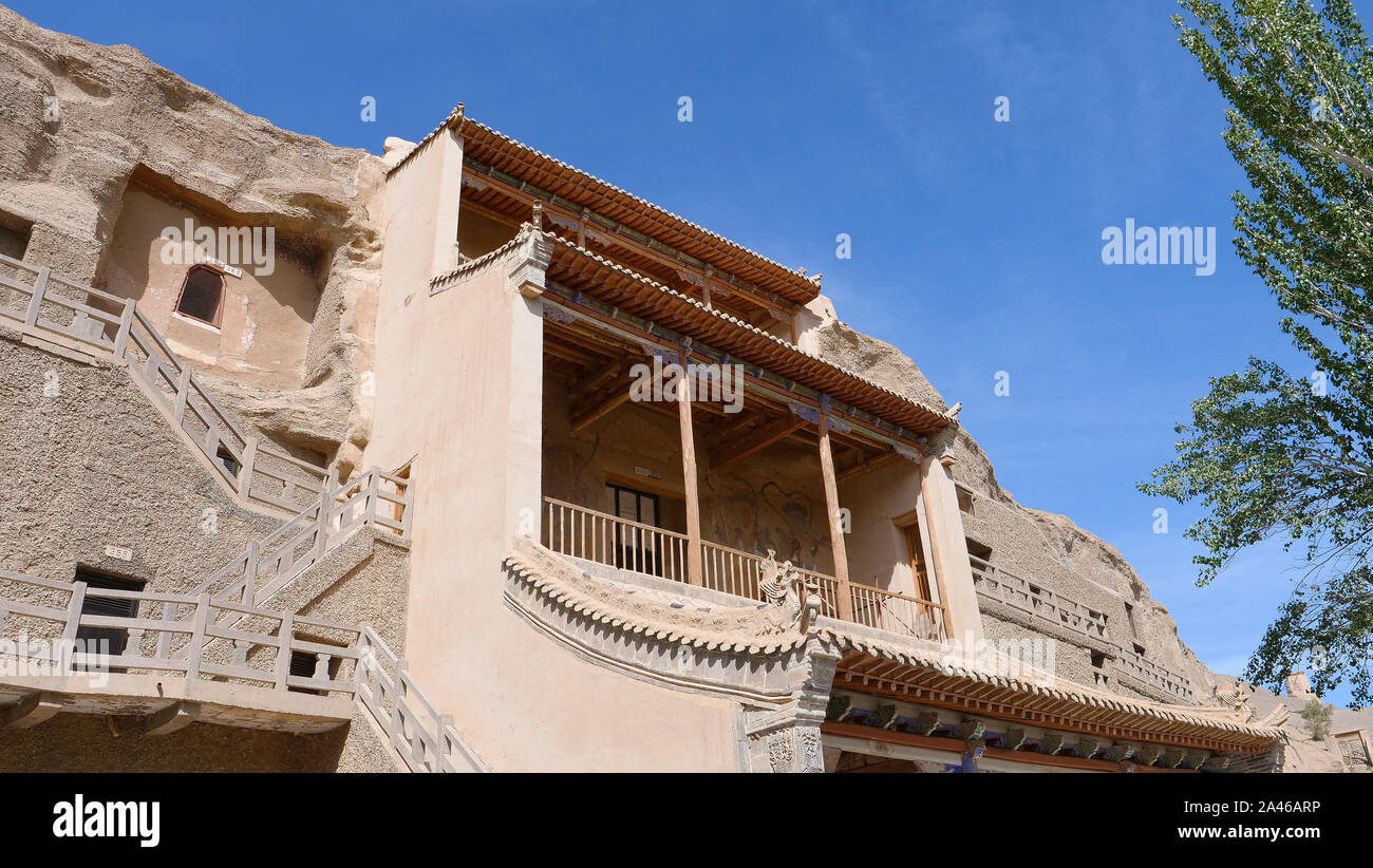 Ancient Buddhism architecture Dunhuang Mogao Grottoes in Gansu China ...