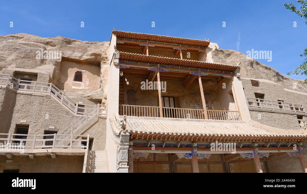 Ancient Buddhism architecture Dunhuang Mogao Grottoes in Gansu China ...